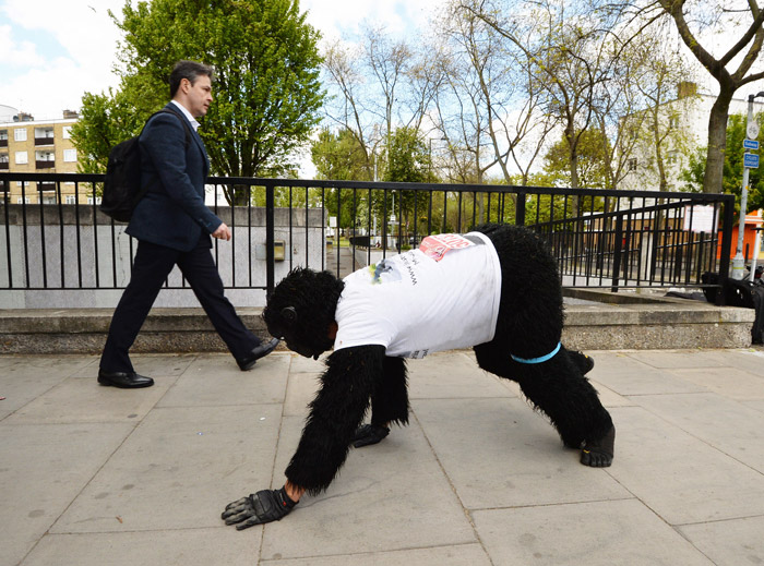 'Gorilla man' STILL crawling the London Marathon turns out to be a Met ...