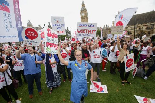 Thousands of nurses rally outside Parliament to protest pay | News ...