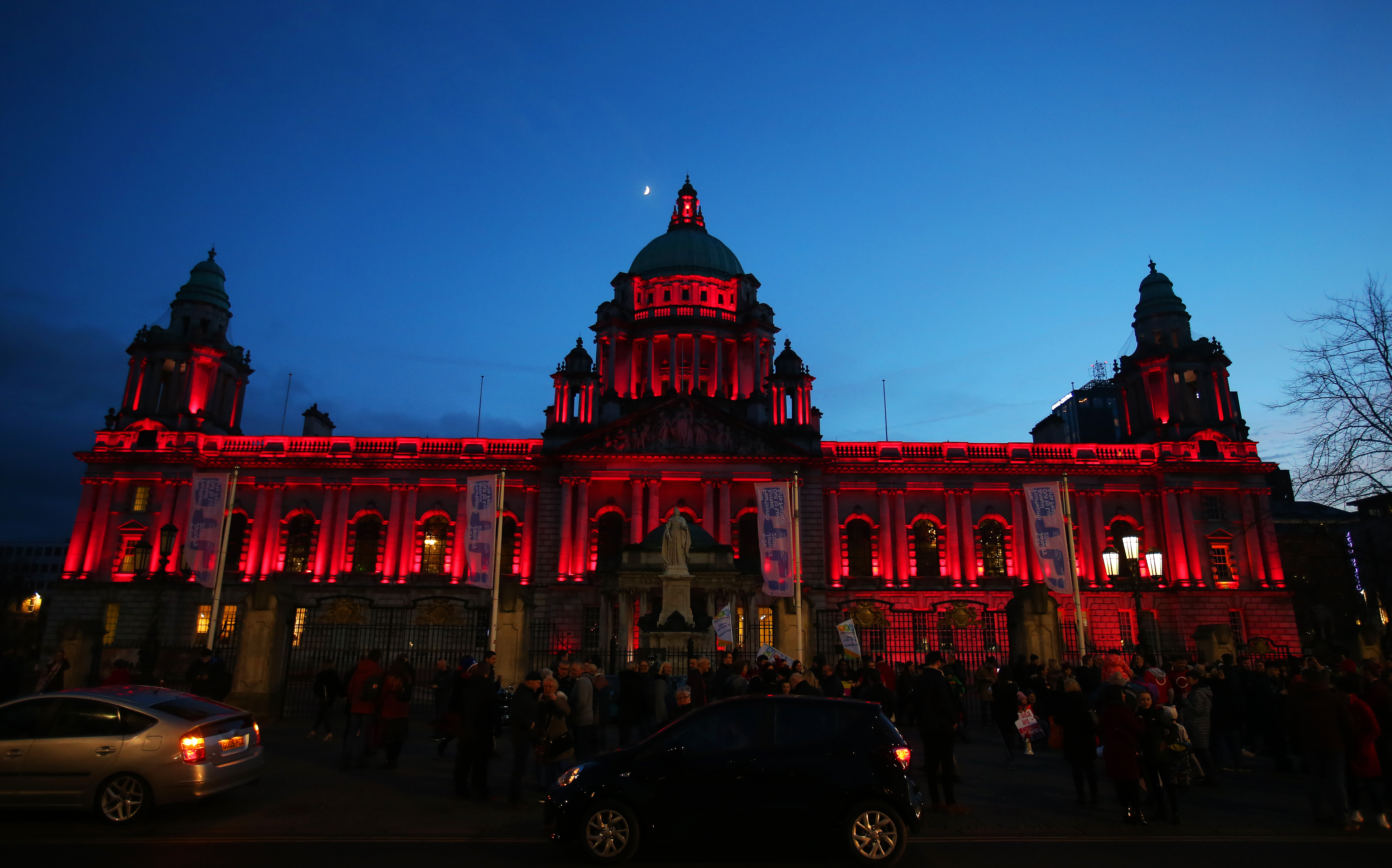 Belfast City Hall lit up red in Irish language campaign | News - Cool FM