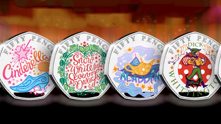 Christmas 50p coins released with Pantomime and Disney themes