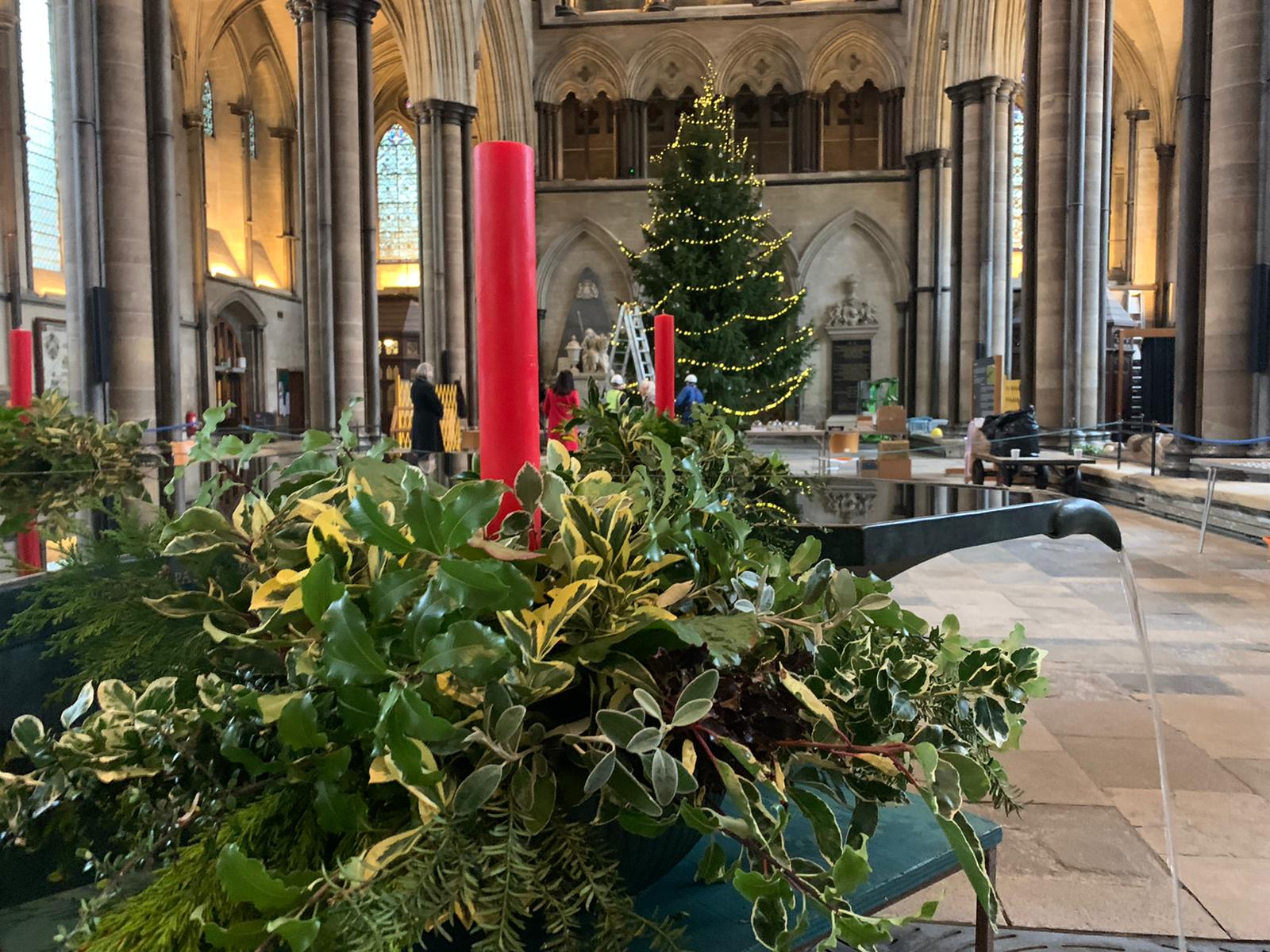 Salisbury Cathedral gets into festive spirit with 32ft Christmas tree ...