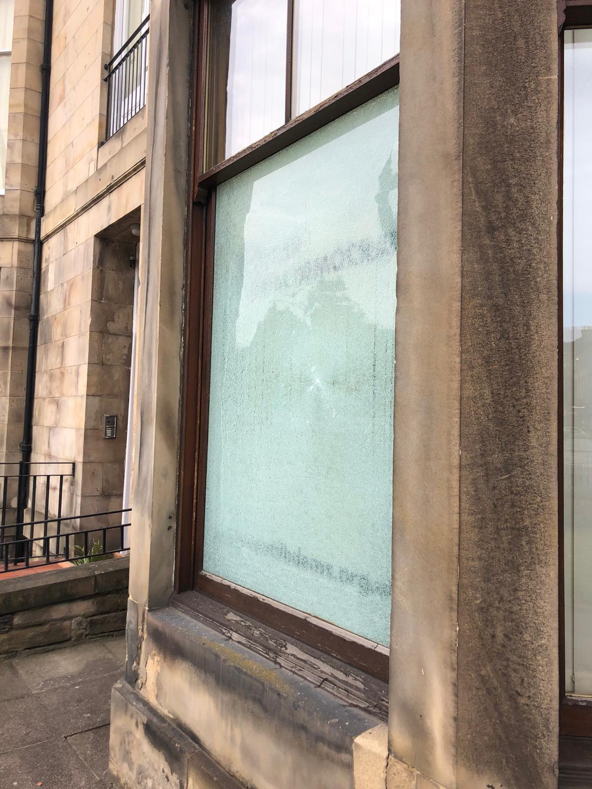 A window's been smashed at the Lib Dem HQ in Edinburgh.