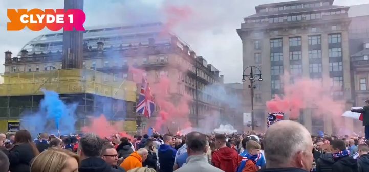 Thousands of Rangers fans take to the streets to celebrate title win ...