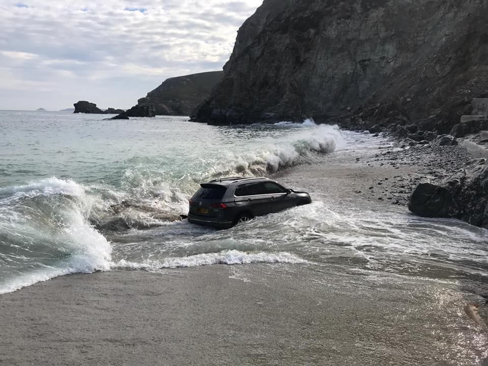 Car swept off slipway into sea at Cornish cove