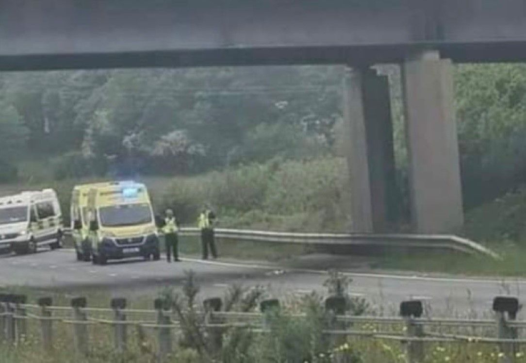 Motorcyclist dies following crash and fire on bridge over A30 in Cornwall