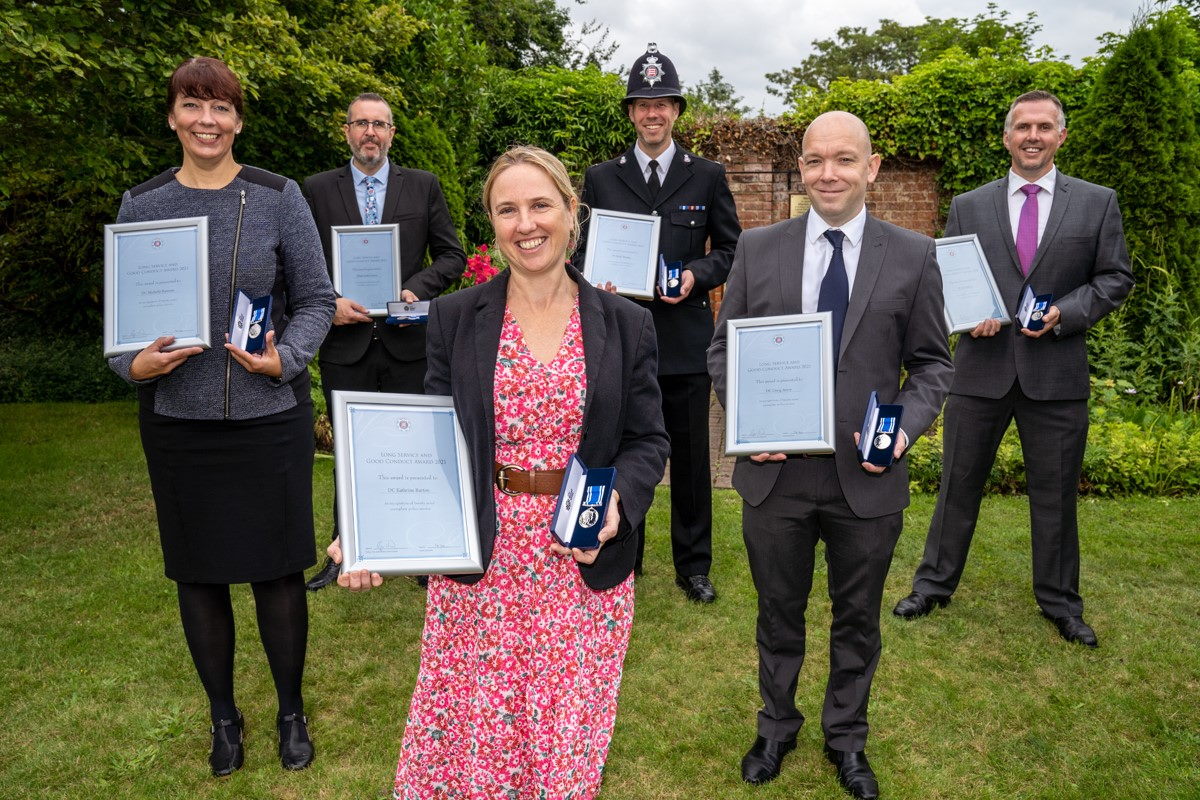Officers who joined Essex Police together 20 years ago receive awards