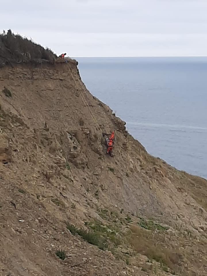 A woman's been rescued after getting stuck on a cliff edge near Bridport.