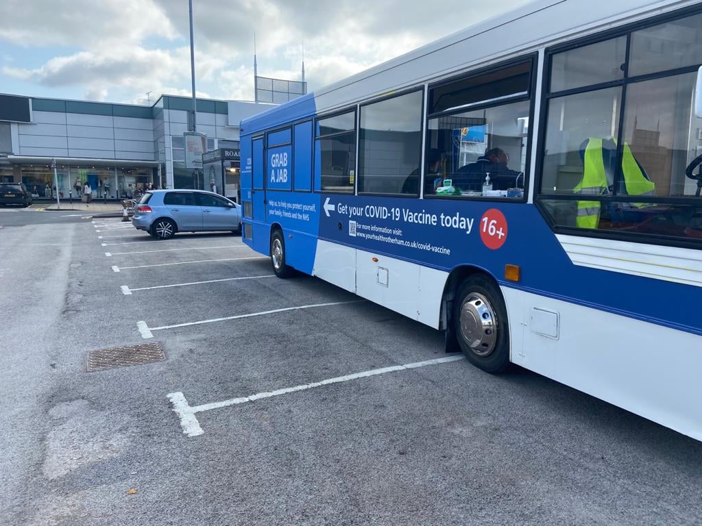 Vaccine bus stops at Rotherham Show