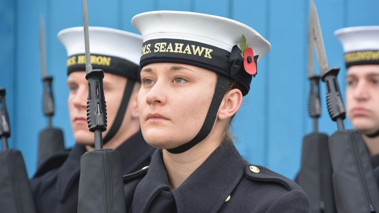 Royal Navy sailors in Portsmouth rehearse for national Remembrance Day ...