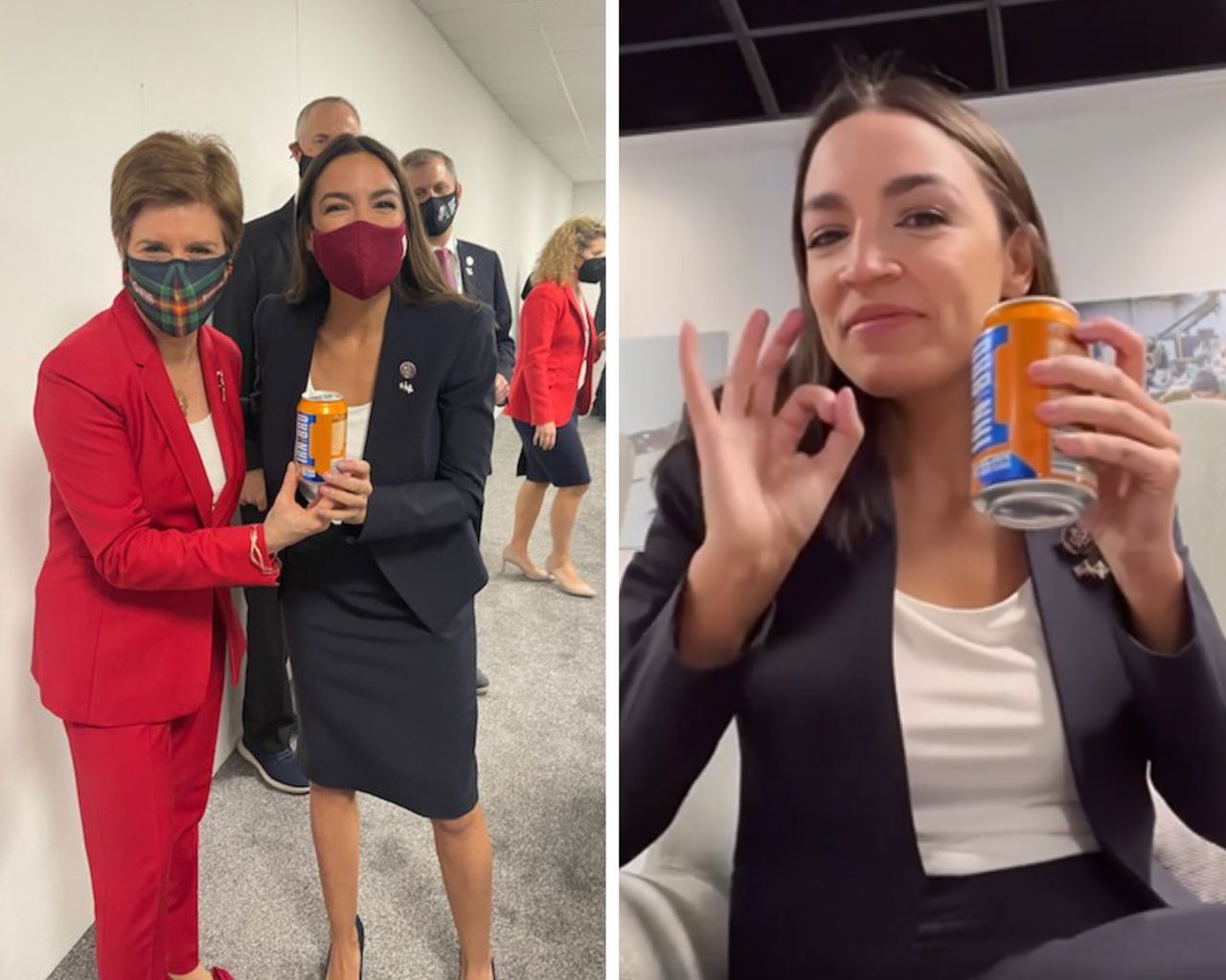 AOC gives verdict on Irn-Bru after delivery from Nicola Sturgeon at Cop26