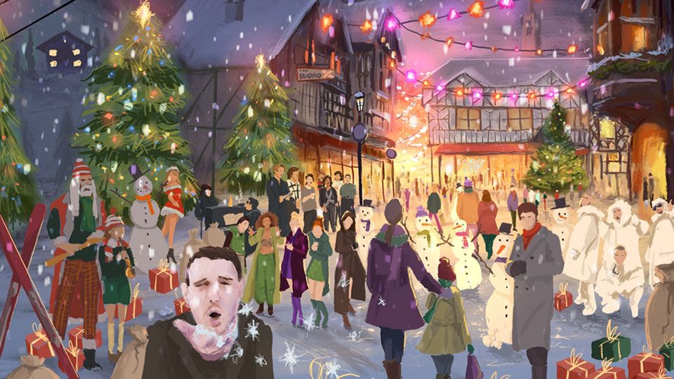 Spot the iconic Christmas music video scenes including The Pogues