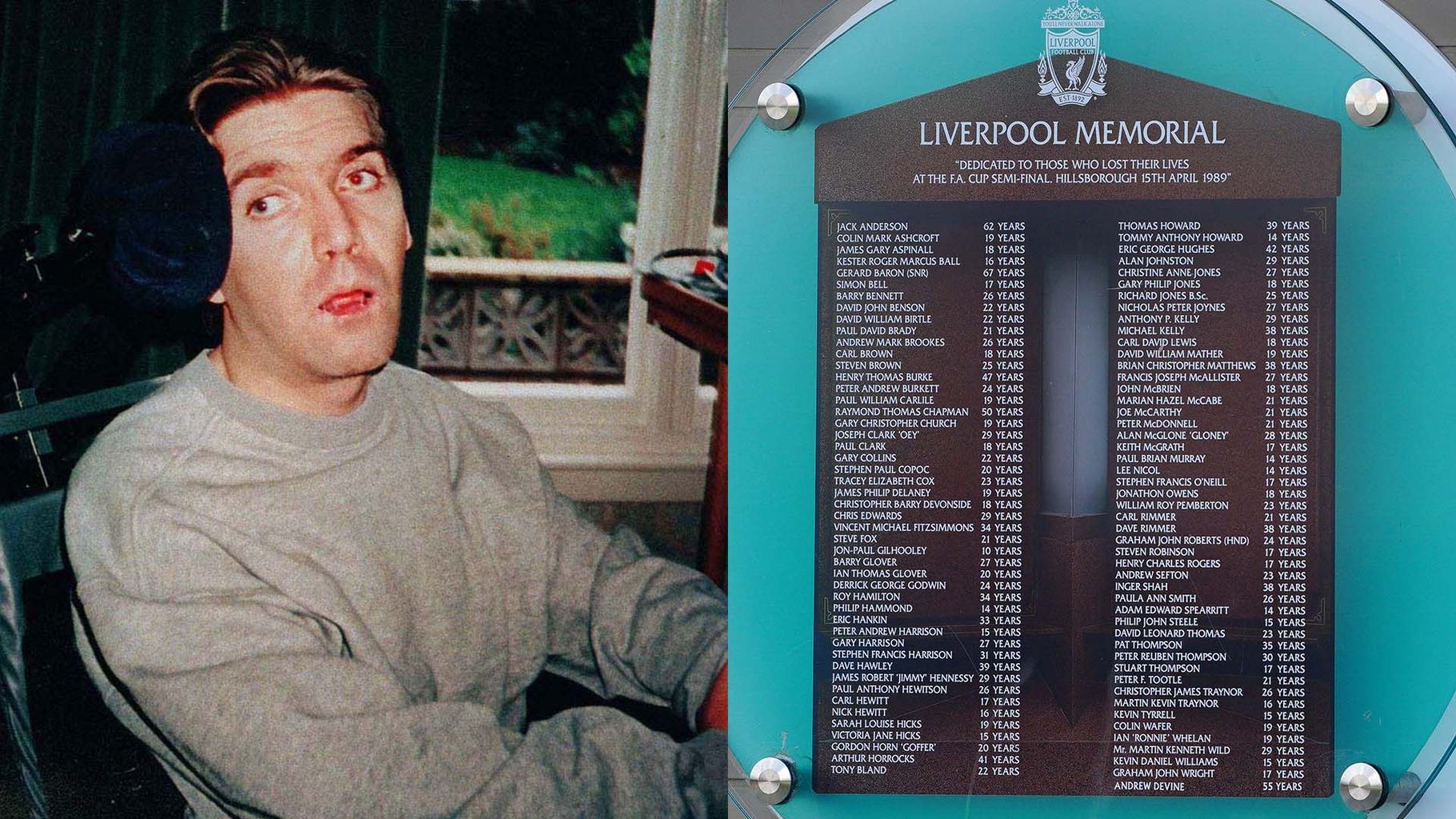 Andrew Devine's name being added to Anfield's Hillsborough Memorial ...
