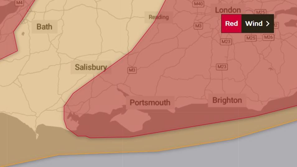 Red weather warning for wind issued for parts of Dorset