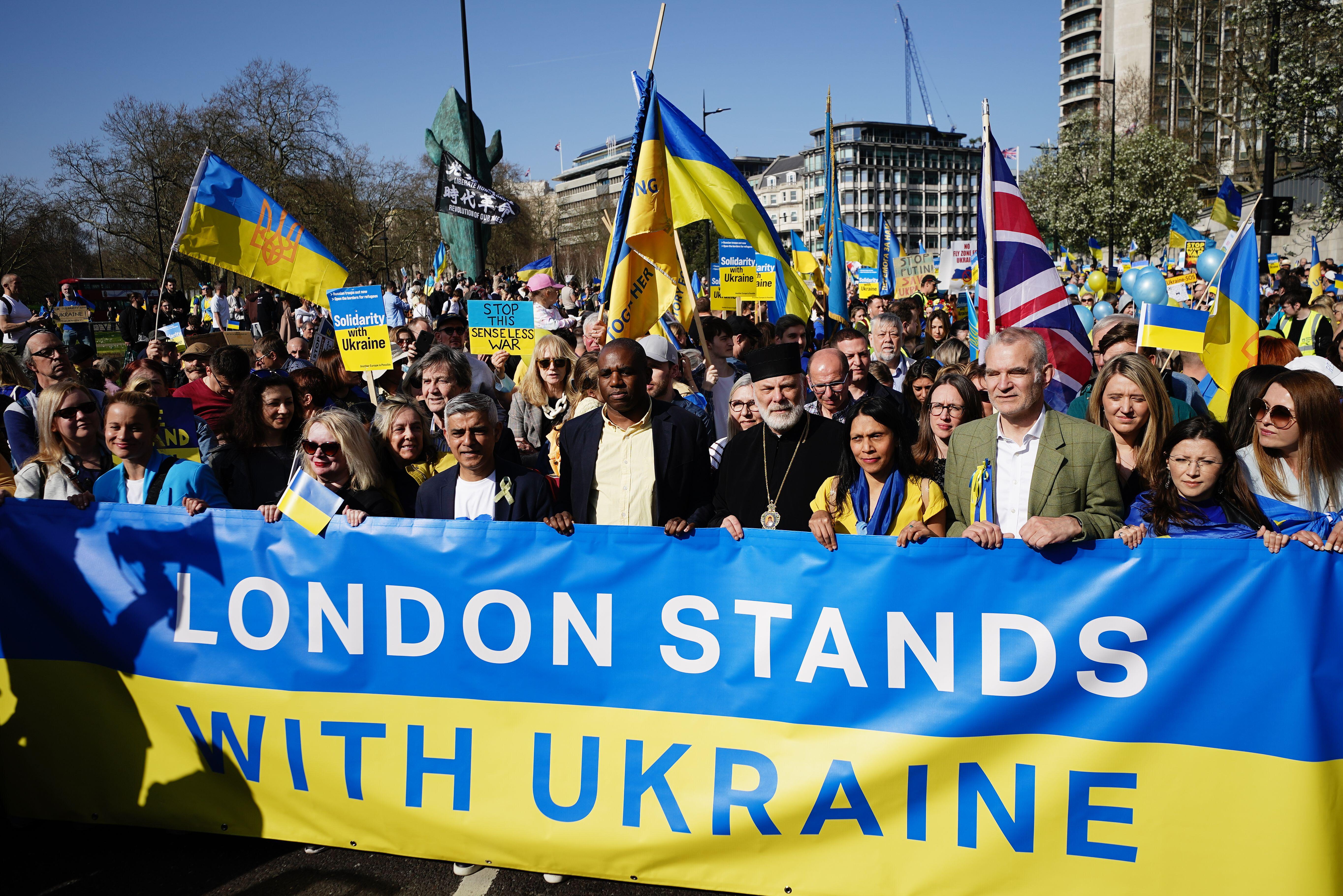 London stands with Ukraine march and vigil get underway