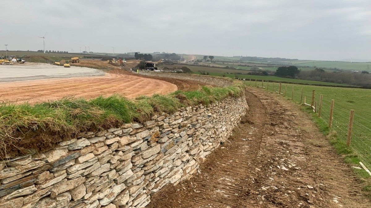 Eight miles of traditional Cornish hedging created alongside the A30