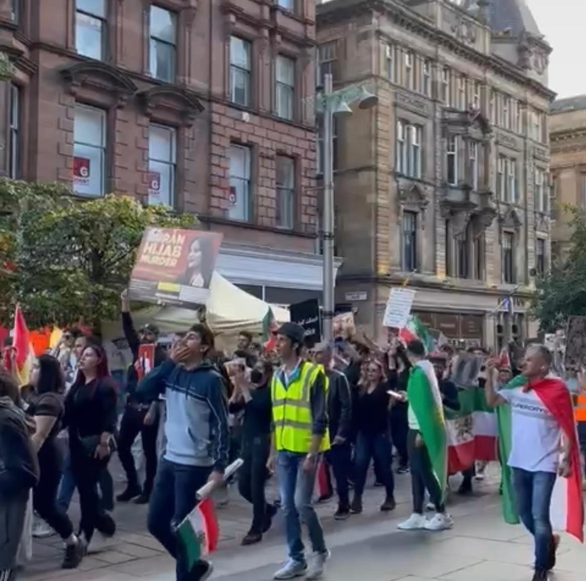 Rally staged in Glasgow in support of anti-government protests in Iran