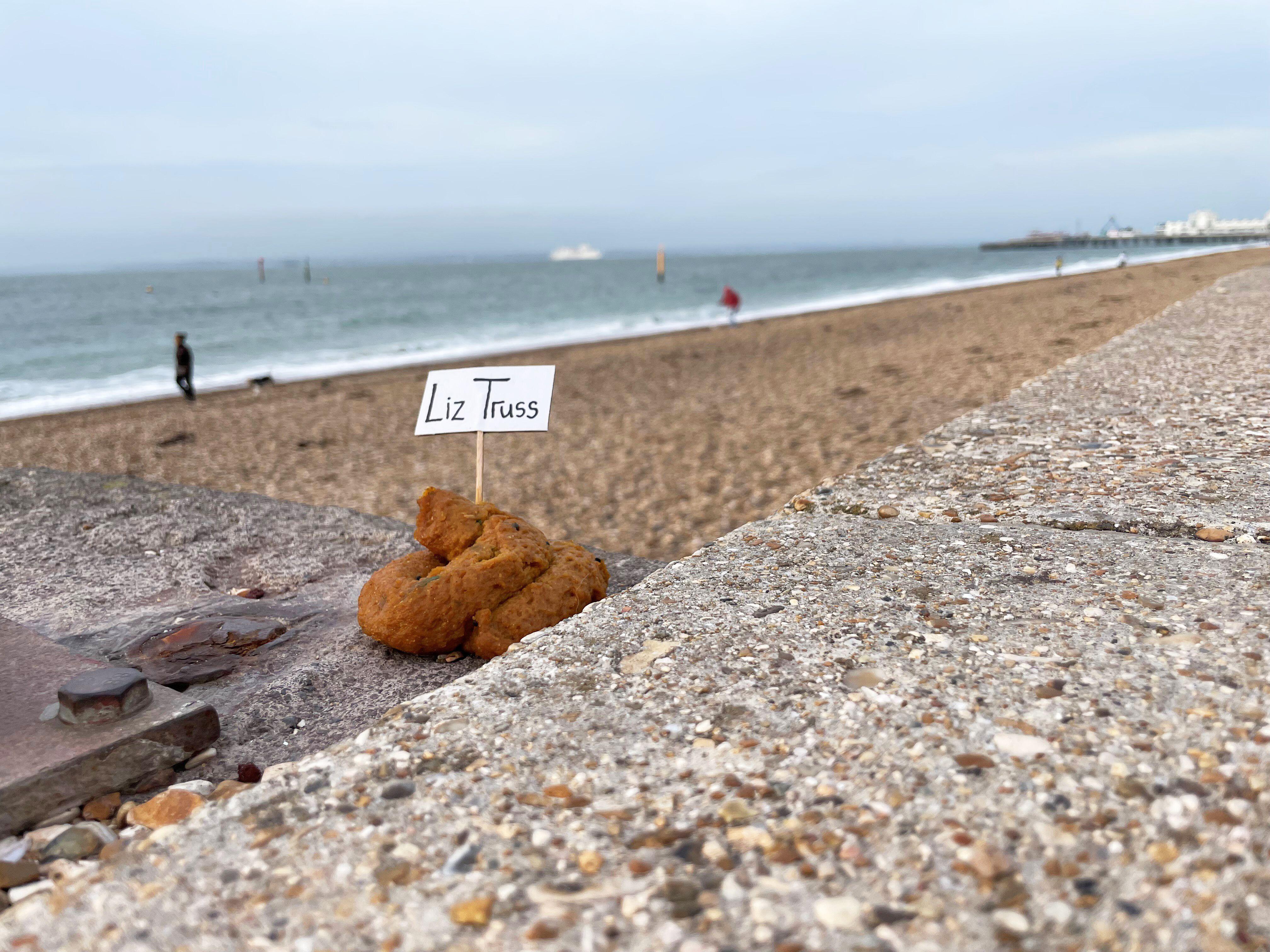 Southsea street artist stages fake poo protest against Liz Truss | News ...
