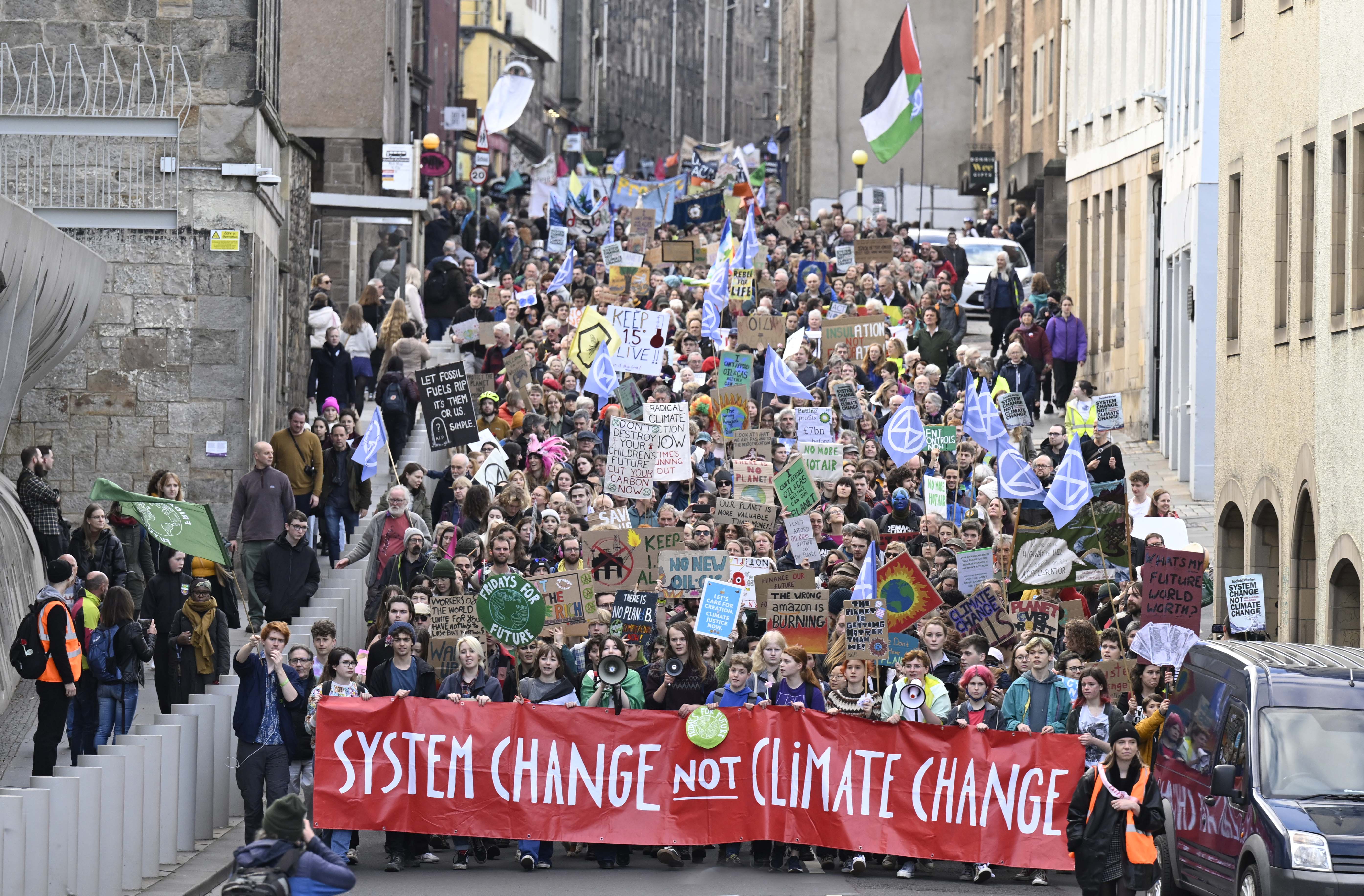 Scottish protestors are demanding action as record emissions loom