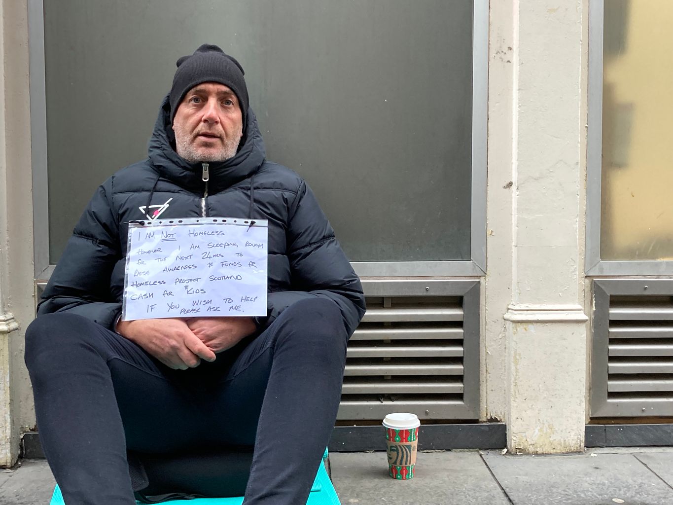 Justin Wingate is sleeping rough tor raise money for Cash for Kids