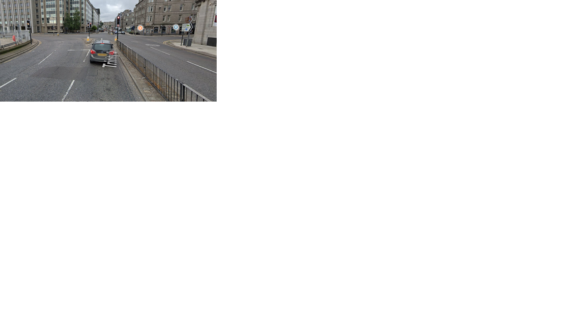 Straight ahead lane removed from Trinity Quay onto Guild Street