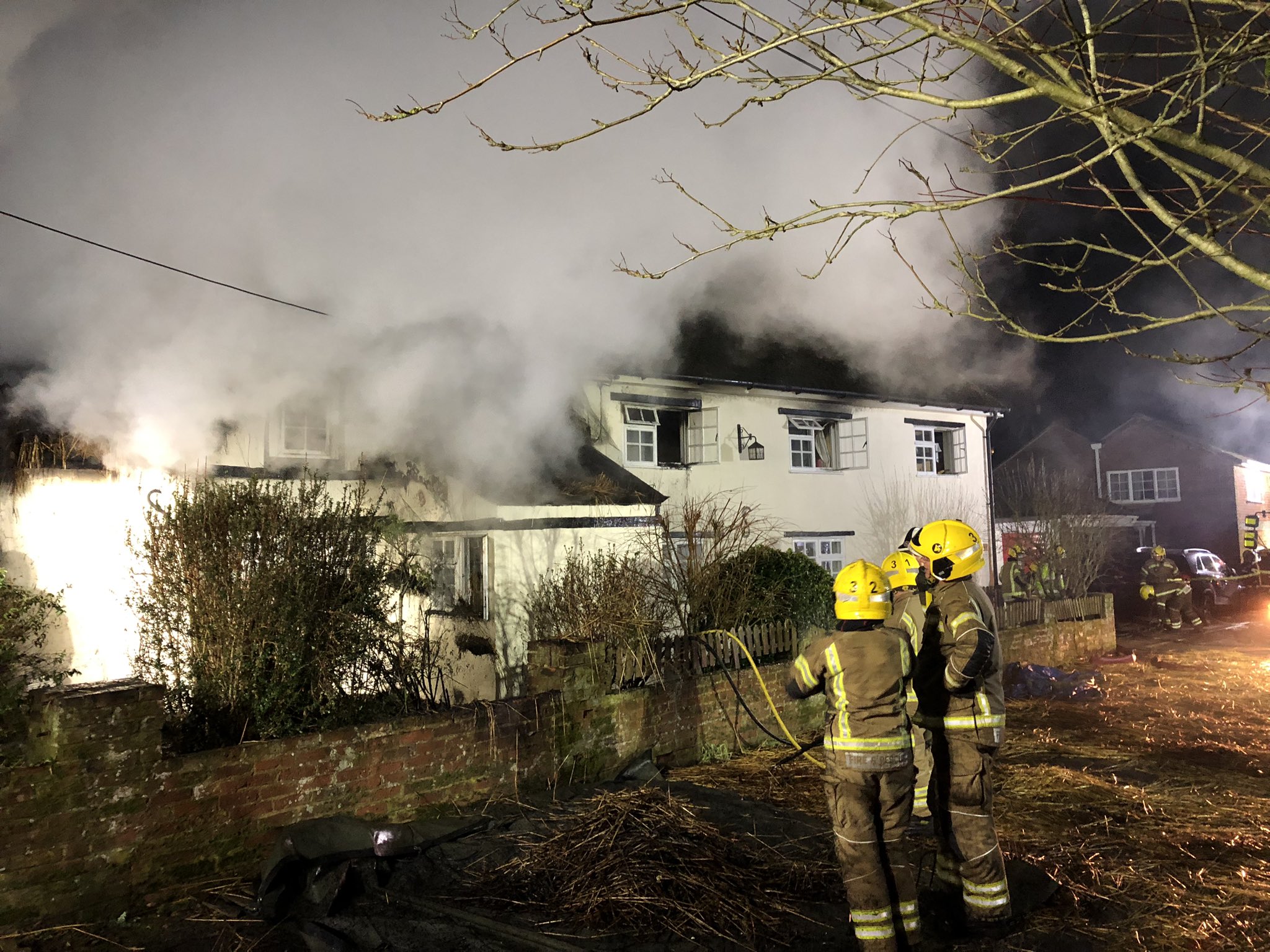 Fire crews from Wiltshire and Hampshire were mobilised to a thatch fire ...
