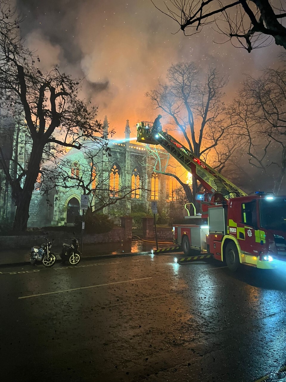 Fire destroys historic London church