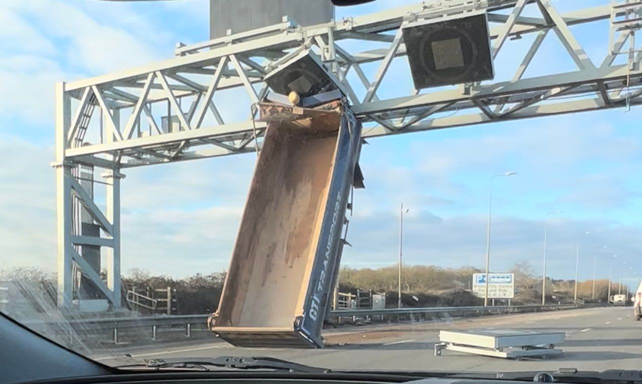 M5 reopens after lorry collides with overhead gantry