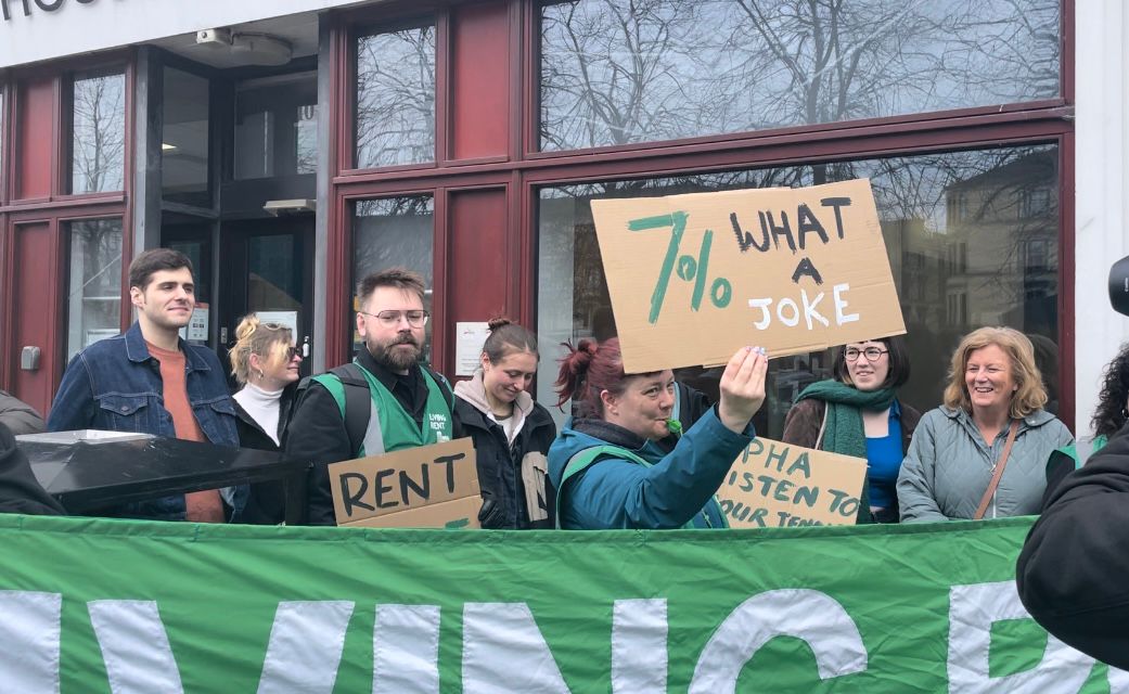 Social housing tenants in Partick protest against 7% increase in rents