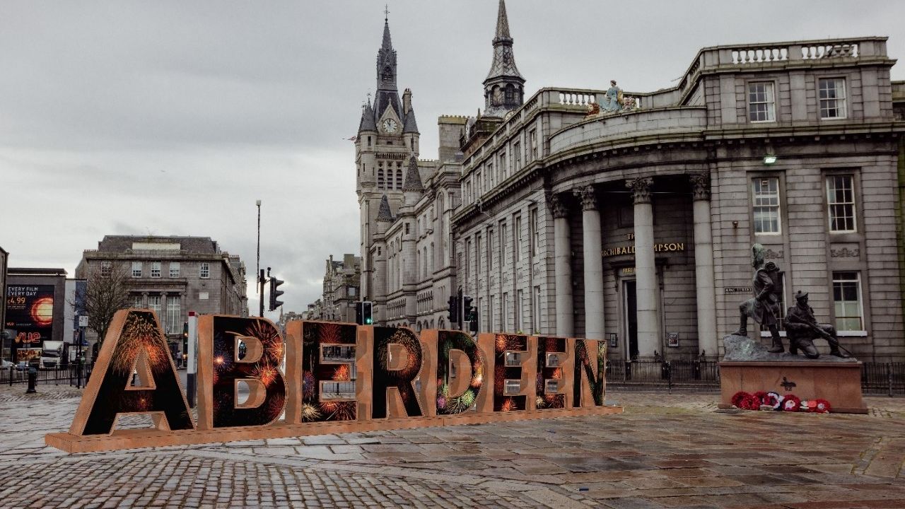 Giant Aberdeen letters appear at Castlegate