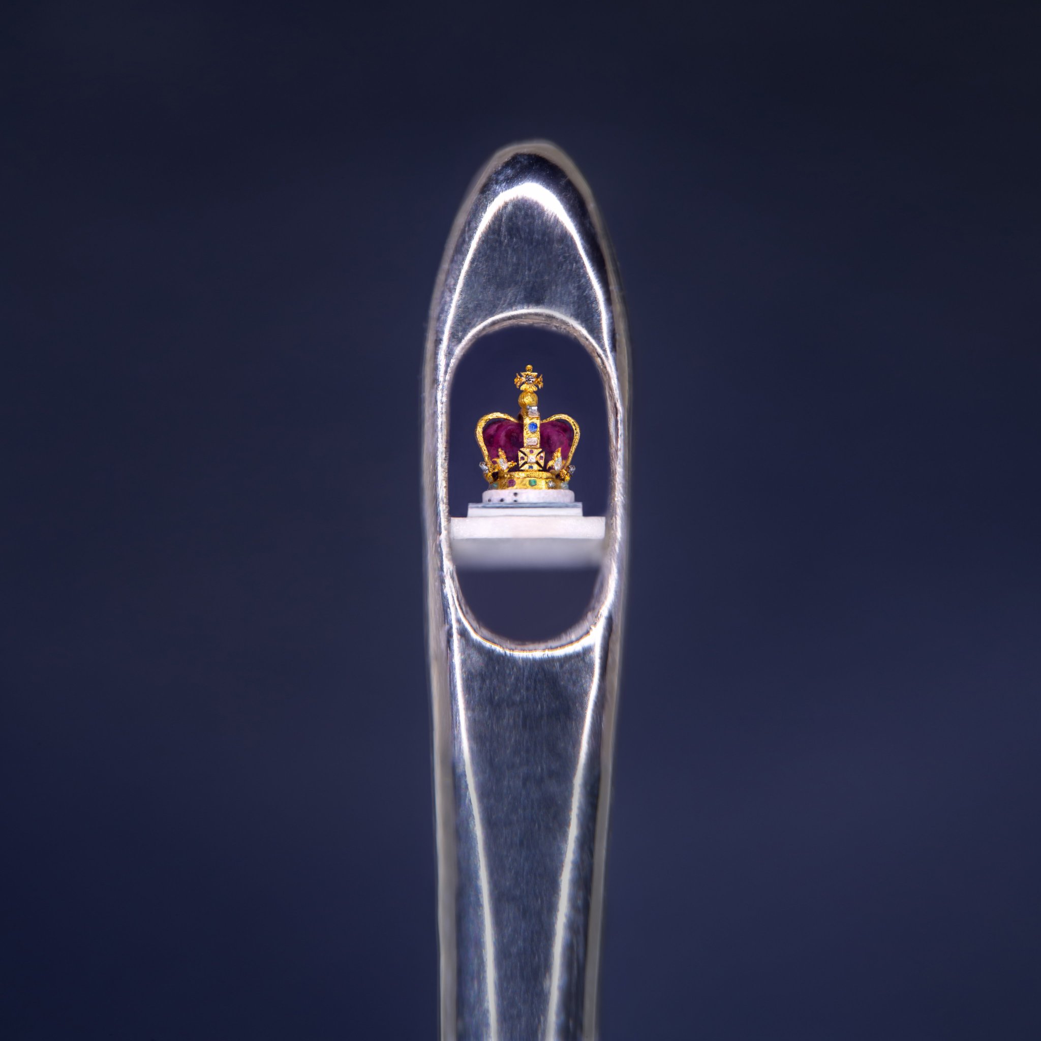 Birmingham sculptor creates tiny crown in the eye of a needle as ...