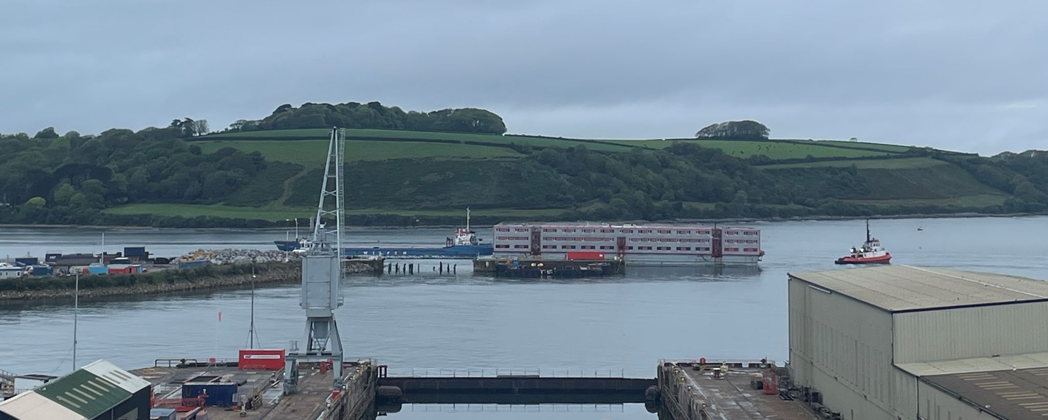 Barge to house 500 male migrants at Portland Port arrives in Falmouth