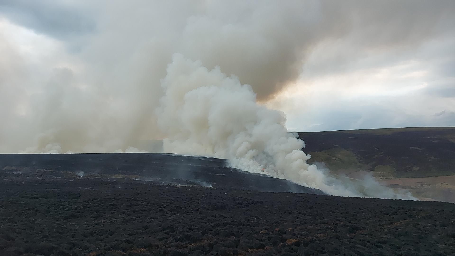 WATCH: Crews tackle large fire on Marsden Moor | News - Greatest Hits ...