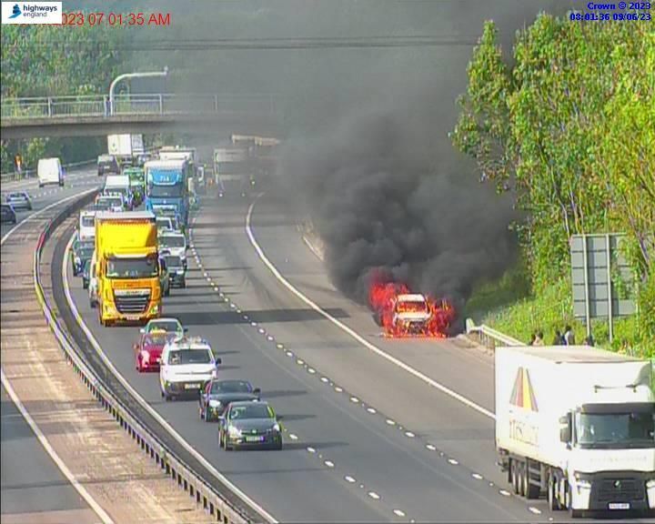 M11 Lane closures near Harlow due to vehicle fire