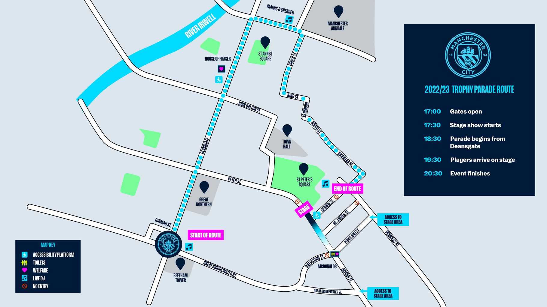 Manchester City victory parade route and timings