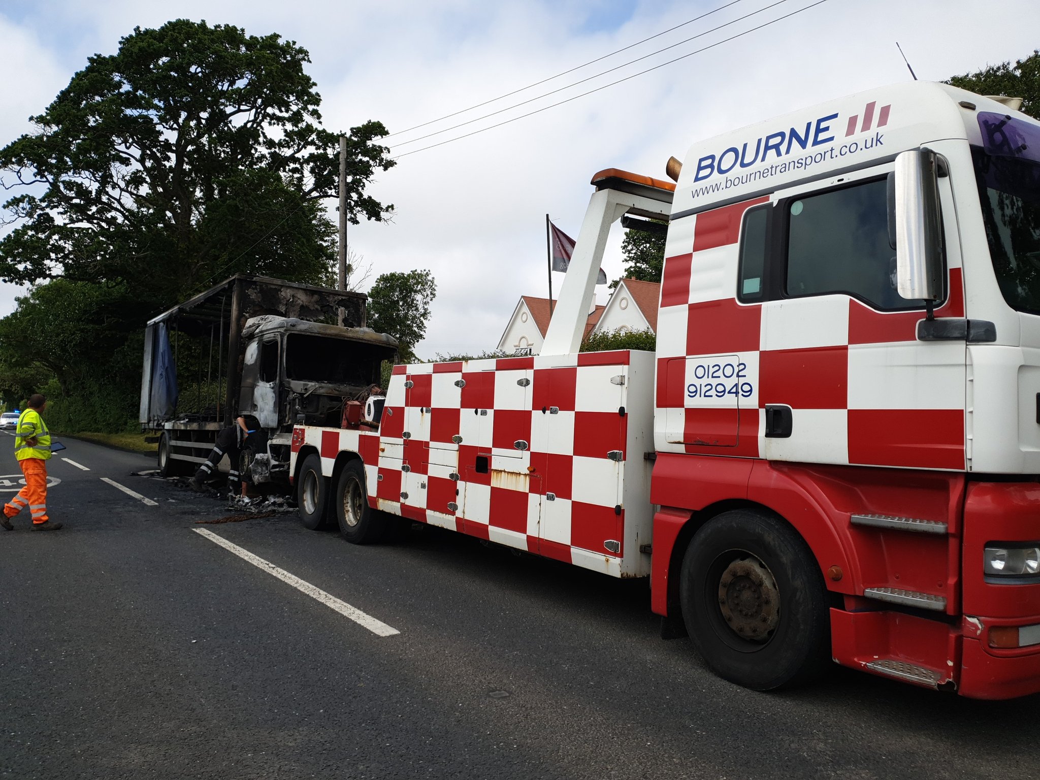Lorry fire on A352 at East Stoke