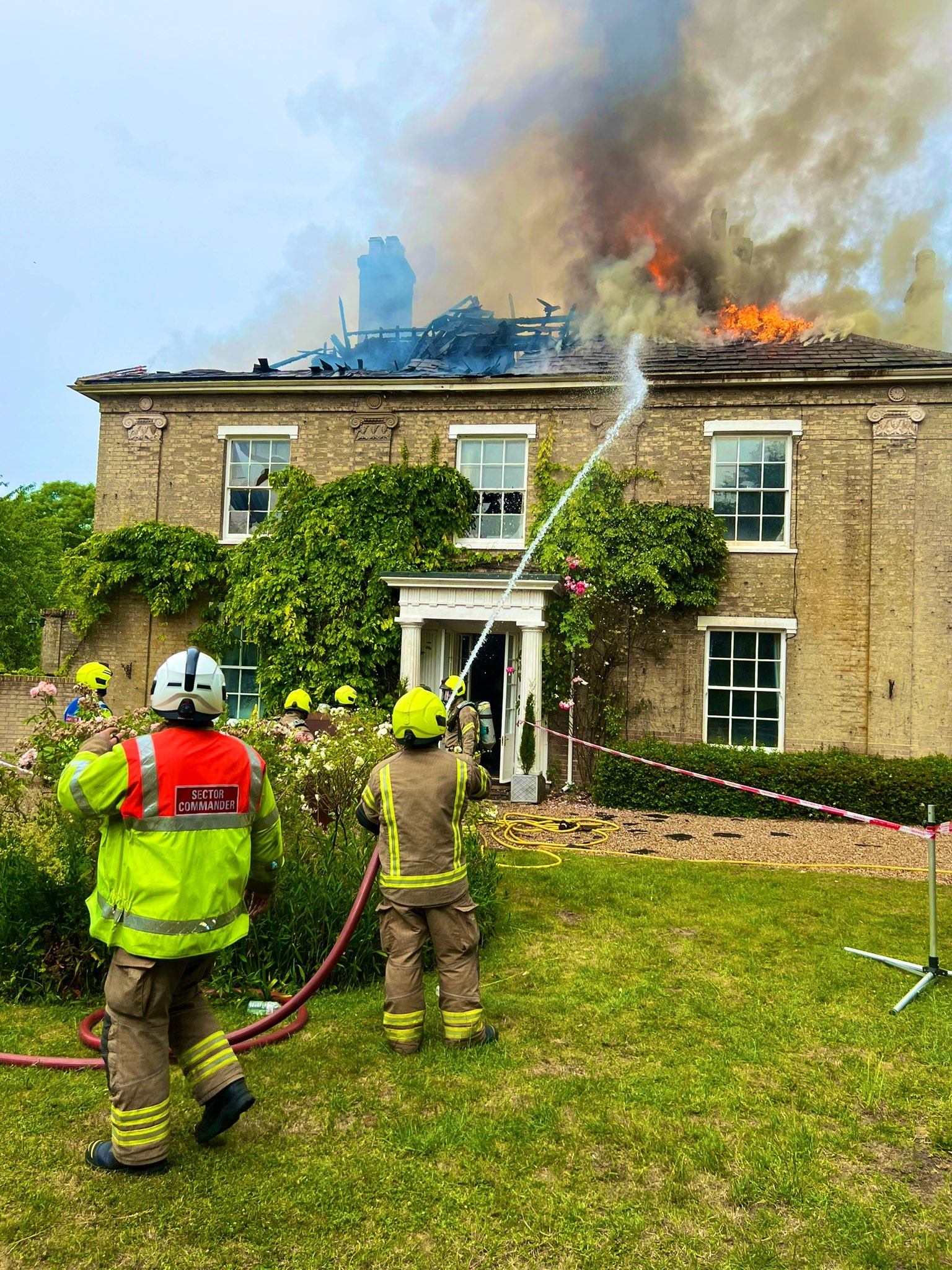 Earl Stonham house fire sees long queues and A140 road closures
