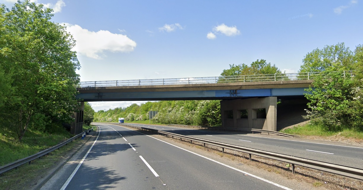 Man in life threatening condition after falling from bridge onto A14 ...