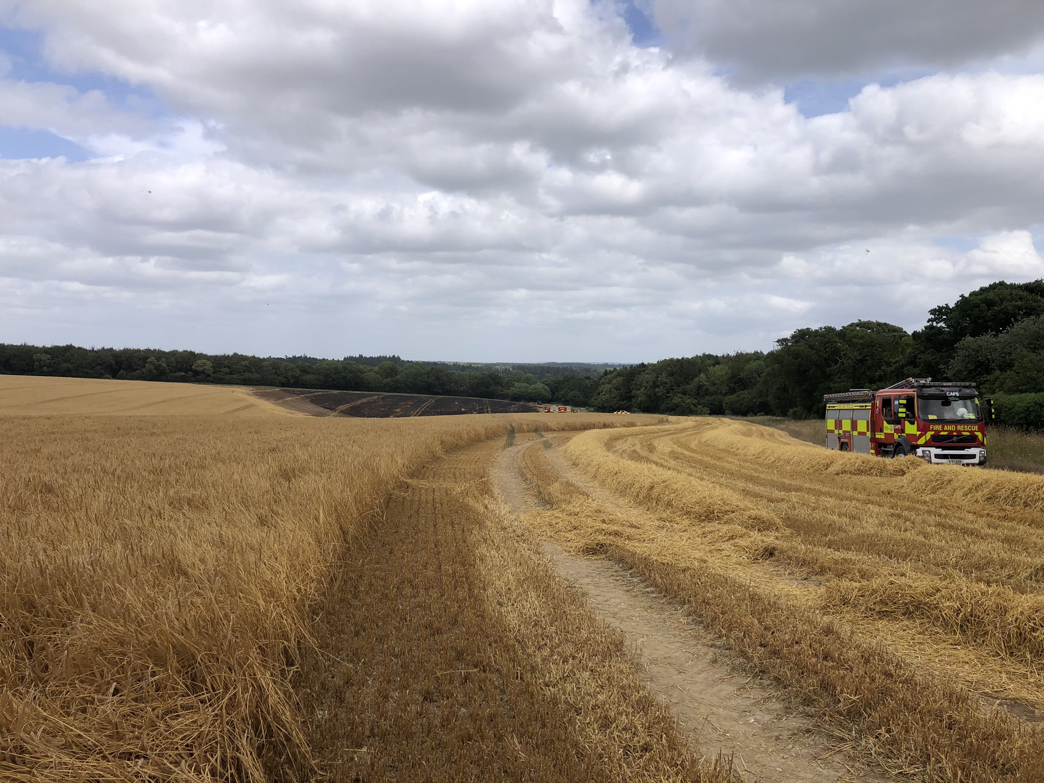 Fire across barley field at Redlynch | GHR Salisbury