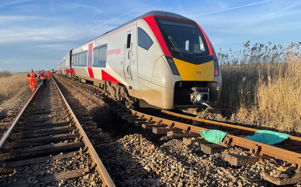Train was stranded on Norfolk - Suffolk border after track damaged by ...
