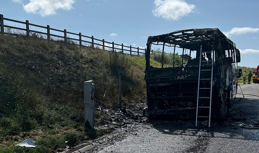 Coach fire in Cornwall closes part of A30