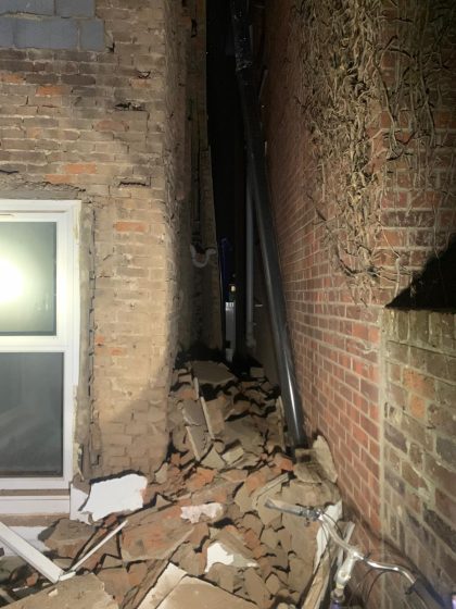 People evacuated from homes after wall collapse on terraced house ...