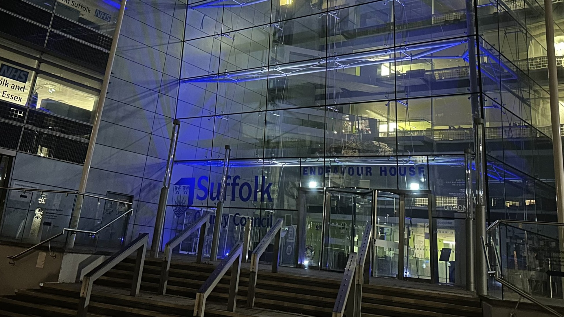 Suffolk County Council building lit up in solidarity with Israel | News ...
