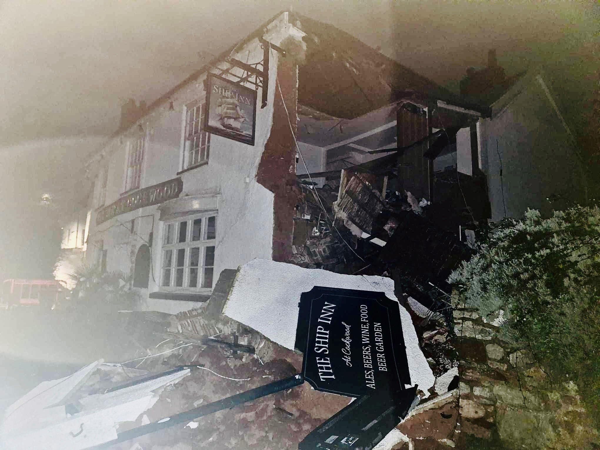 Pub wall in Devon collapses following heavy rain