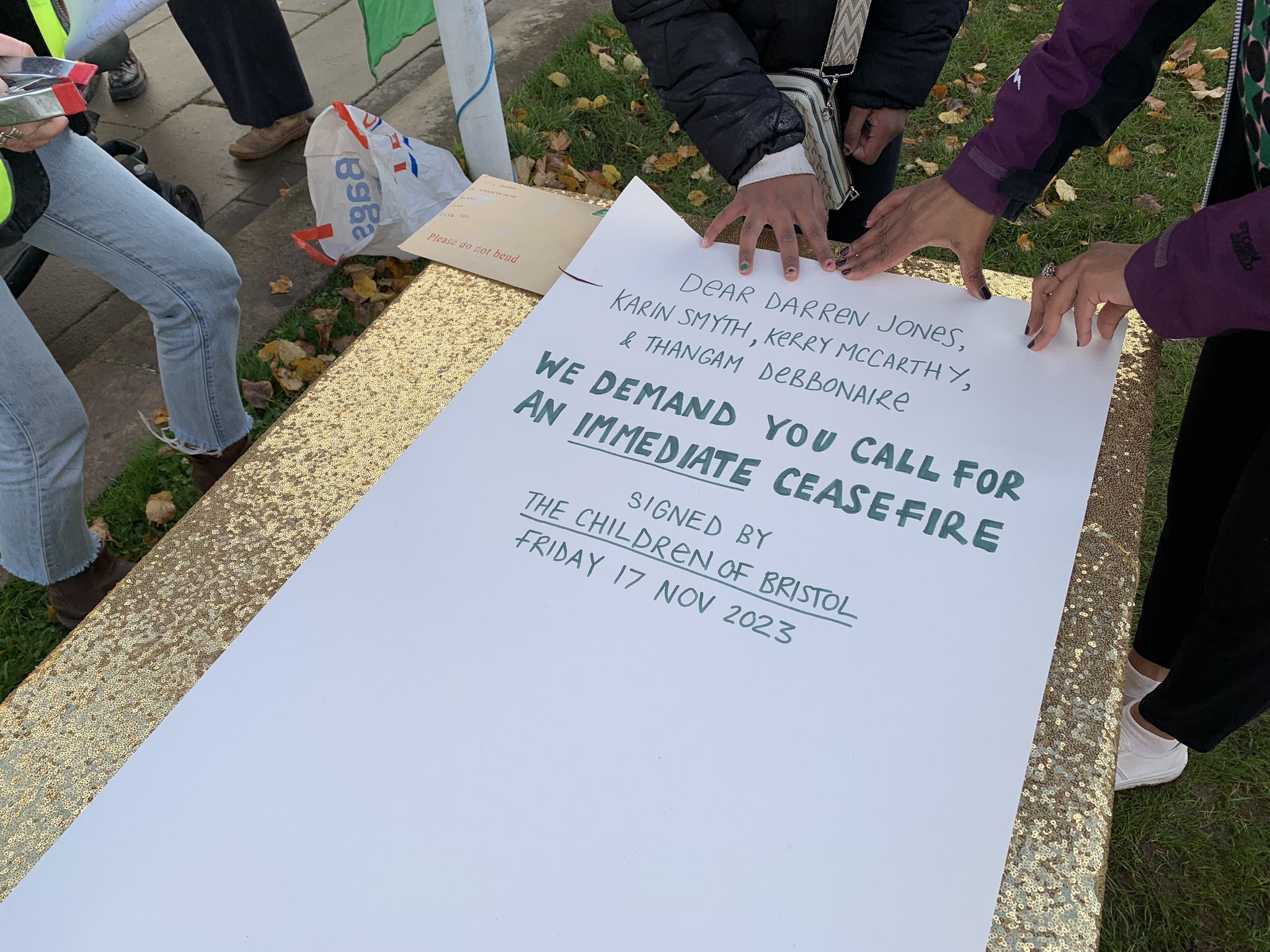 Bristol school children on strike hand in petition calling for Gaza ...