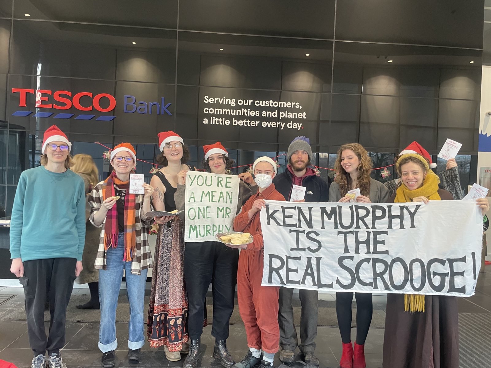 This Is Rigged host Christmas party sit-in at Glasgow Tesco Bank