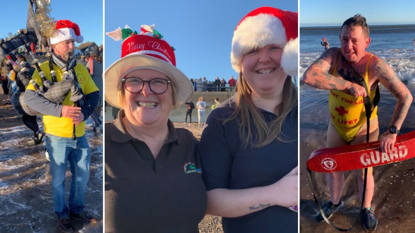 Thrill-seekers brave huge waves for traditional Boxing Day dip in ...