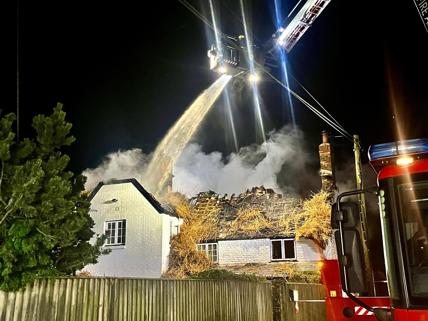 60 firefighters tackle thatched roof blaze in Gillingham