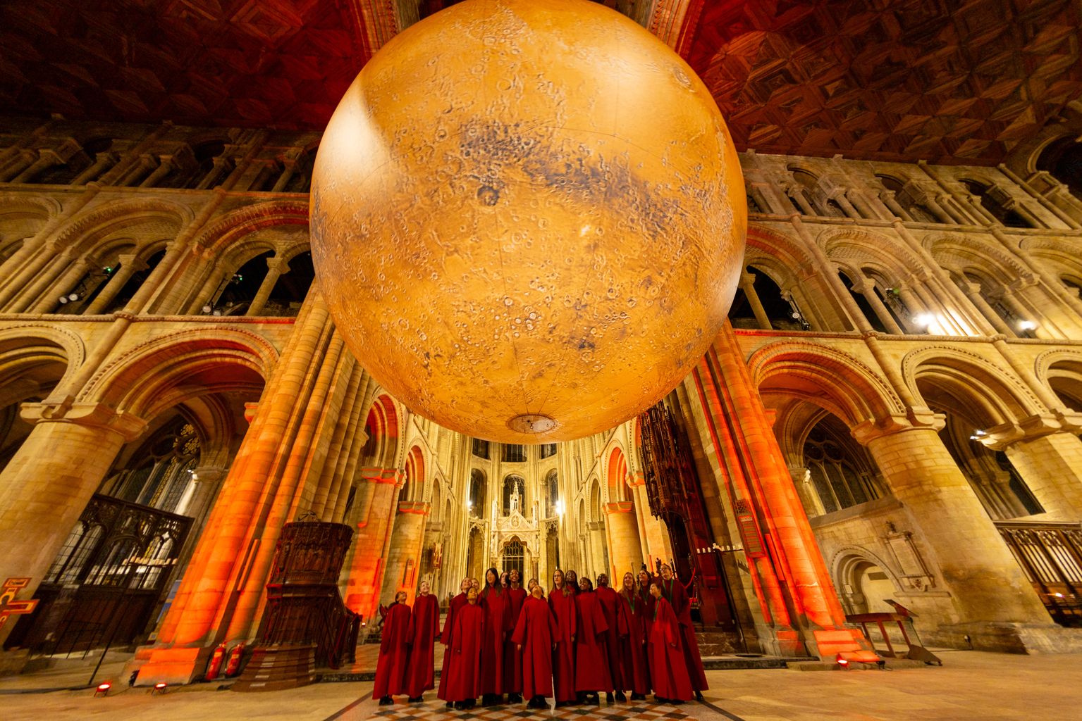 Giant planet Mars sculpture arrives at Peterborough Cathedral | News ...