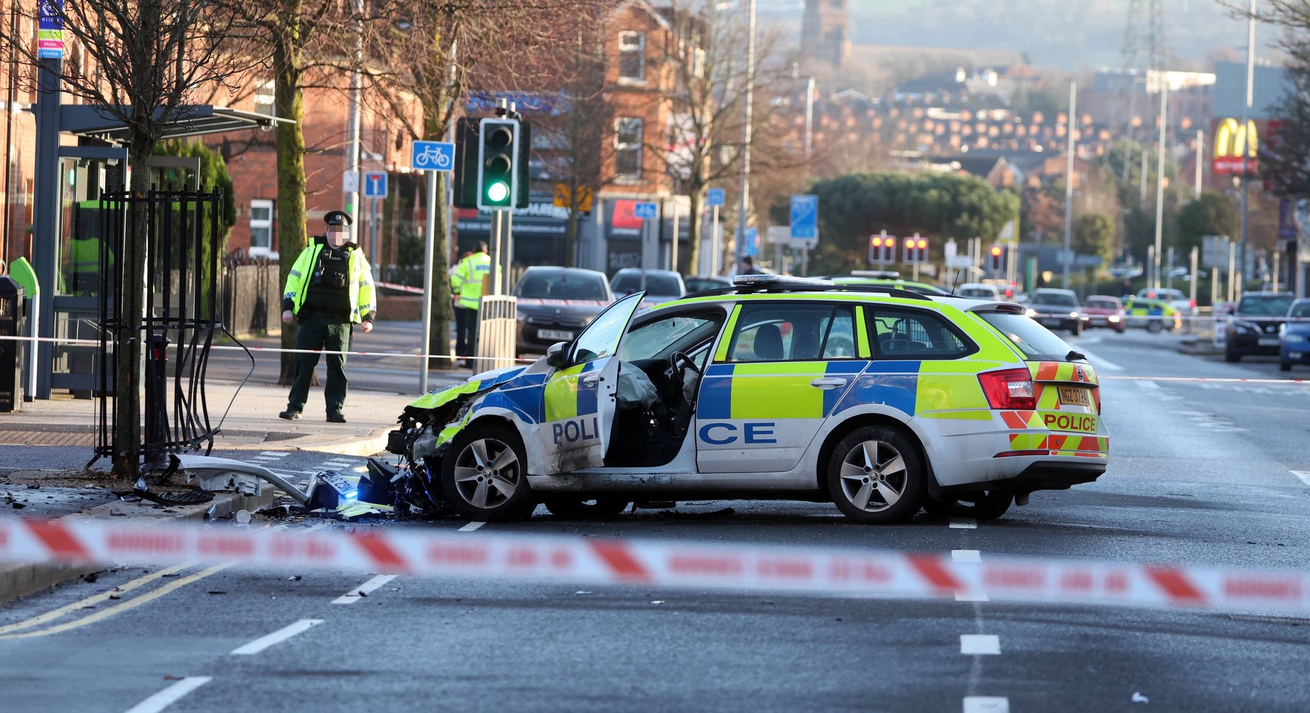 Police car damaged in East Belfast crash