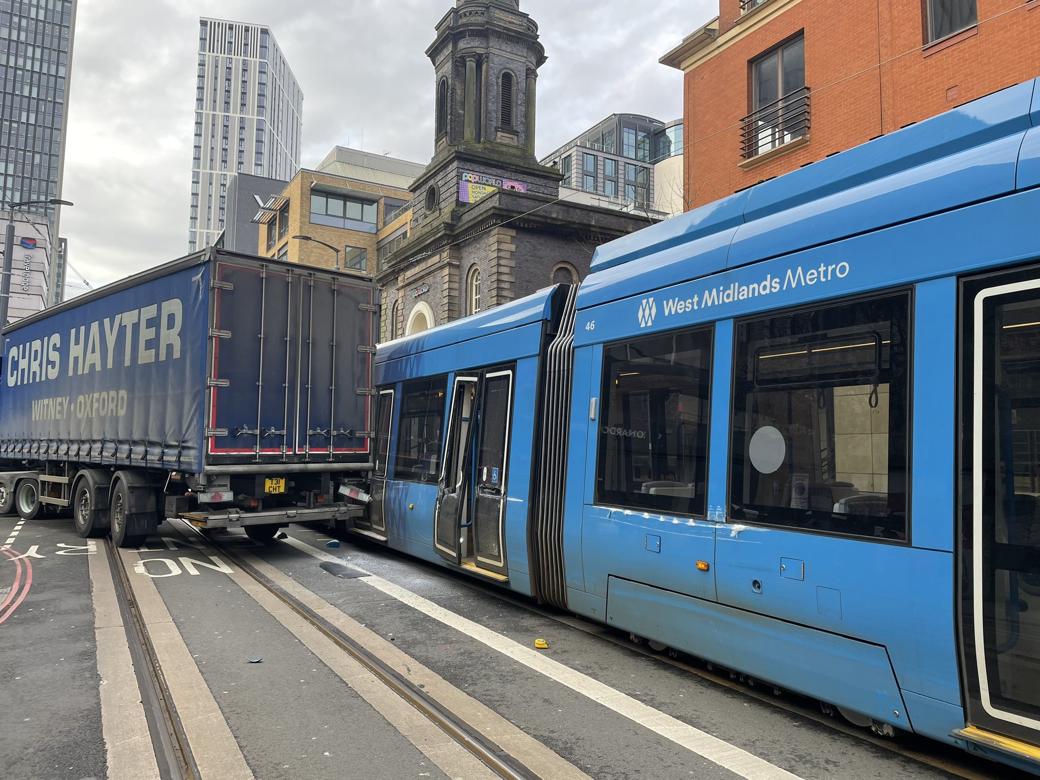 Crash between tram and lorry causes delays in Birmingham city centre ...